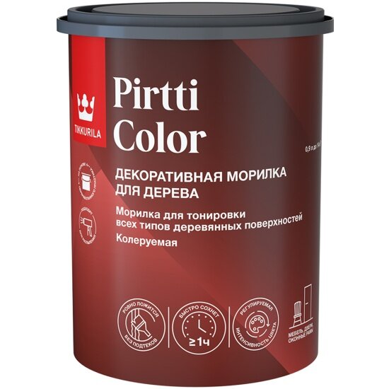 Морилка водная Tikkurila Pirtti Color, база EP, бесцветная, 0,9 л