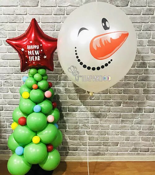 Шары на Новый Год "Большой шар Снеговик"