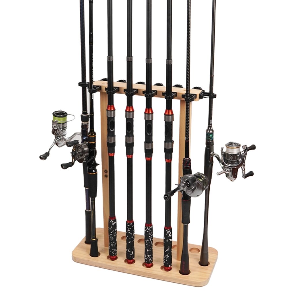 Массив дерева 8 14-позиционный напольный держатель для удочки, бревно, 14-позиционный