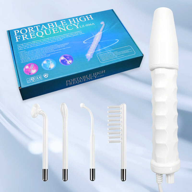 Палочка для ухода за лицом, портативная, неоновый свет, 4в1, фиолетовые трубки