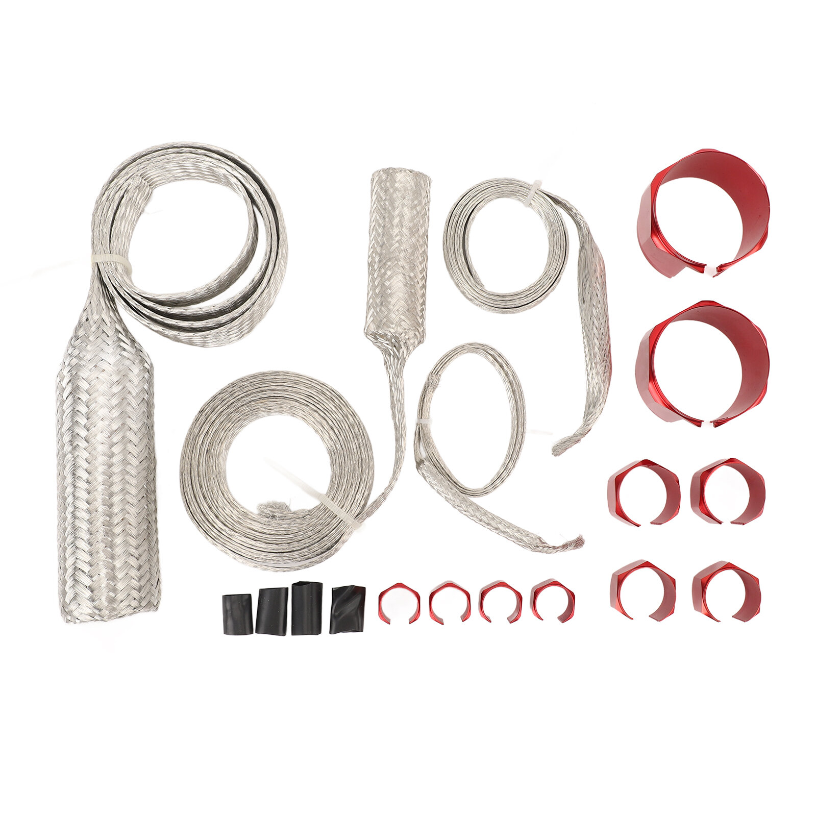 Универсальный комплект защитных накладок на радиаторные шланги из нержавеющей стали, красные термостойкие декоративные рукава для защиты двигателя автомобиля.