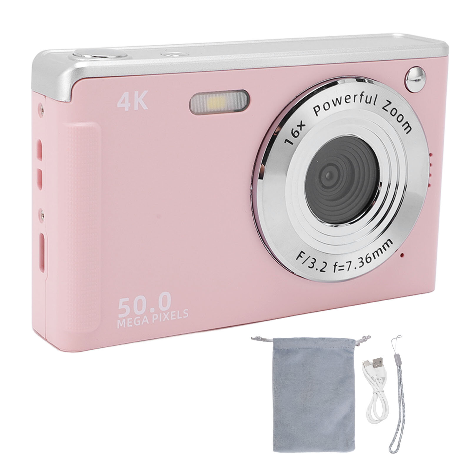 Цифровая камера с заполнением Light 4K 50MP 2,8 -дюймовый экран 16x Zoom Zoom Antive Shake Af Af Autofocus Camera для портретного пейзажа Roseate