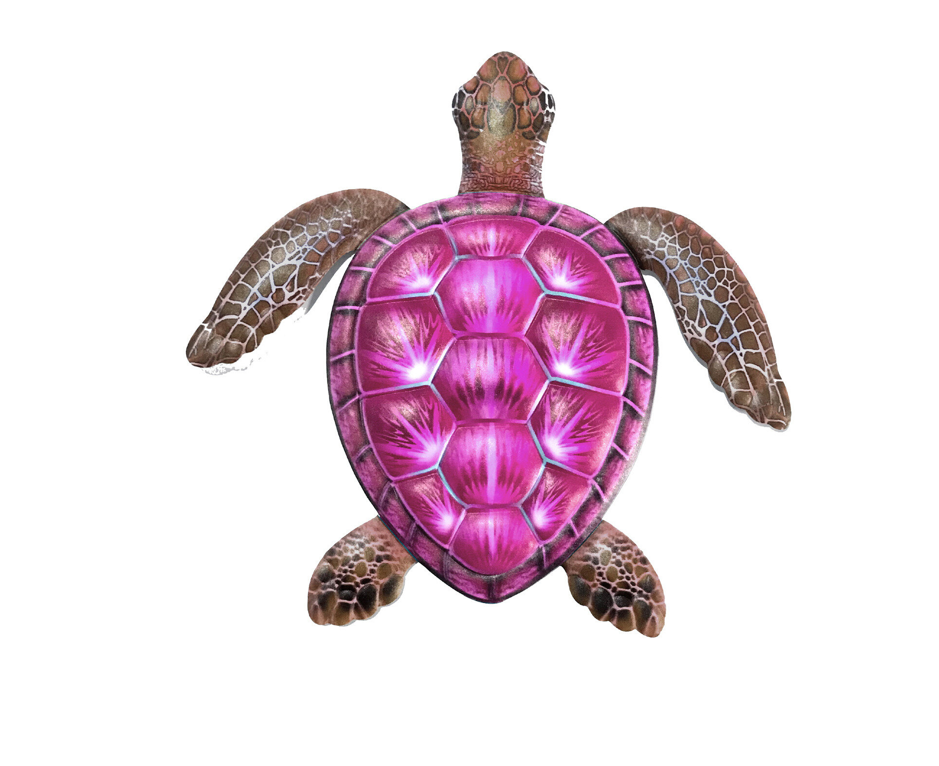 Розовая металлическая черепаха настенное украшение, морская скульптура