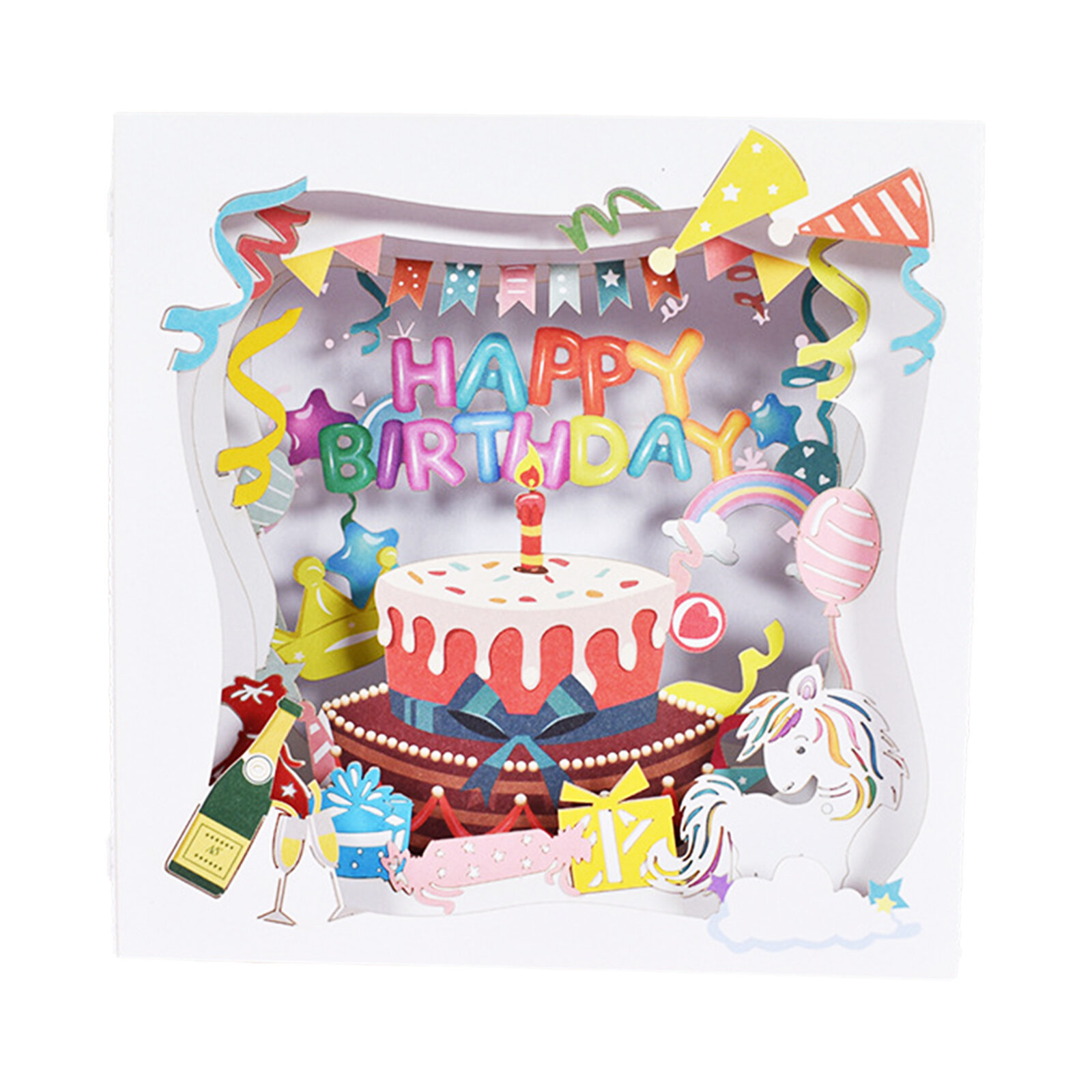 3D Pop Up Greeting Card с конвертом Type 1 Happy Birthday Type 2 Blue Cake Type 3 Red Cake Type 4 Birthday Box Type 5 Round Cake Многоцветный бумага Праздник Рождество Дом Ресторан 1 штука