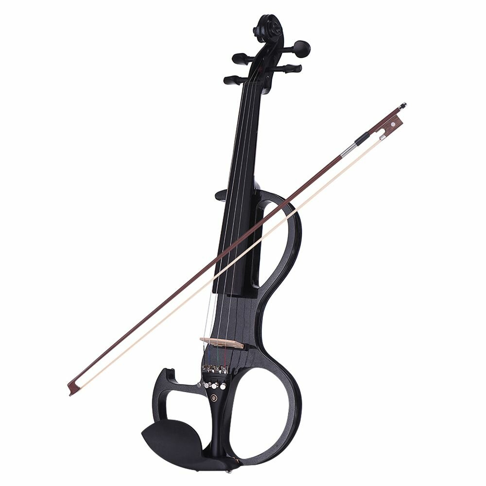 Полноразмерная скрипка 4/4 Fiddle-3, электрическая, черное дерево, комплект: смычок, футляр, тюнер, наушники