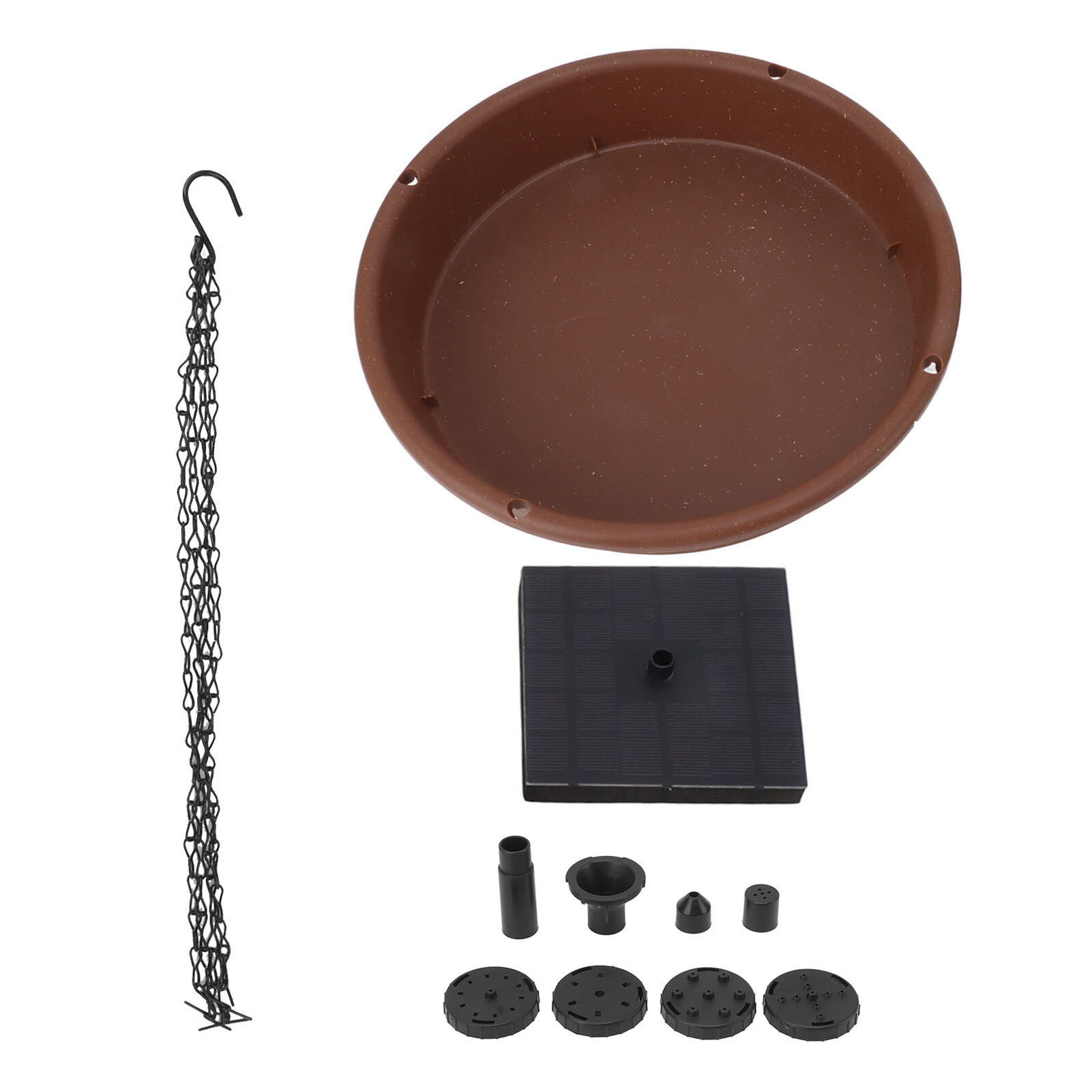 Фонтан для ванны с птицами, 1,4 Вт, подвесной круглый насос для ванны с птицами на солнечной энергии, чаша с 6 насадками, набор для ванны «сделай сам», для птиц, для сада, уличного двора, парков