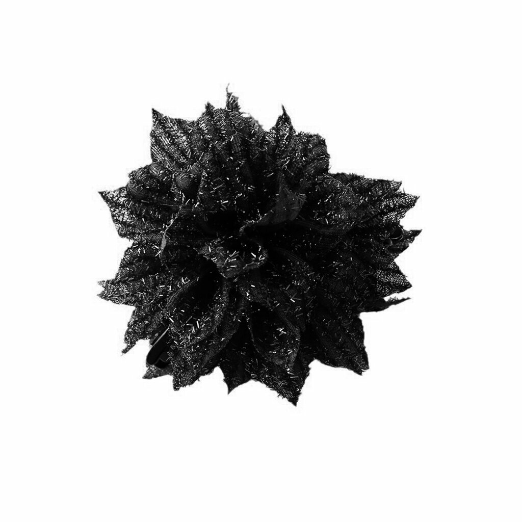 Большая заколка в виде цветка, на затылке, заколка в виде цветочного диска для волос, заколка в виде акулы-черный цветок с блестками