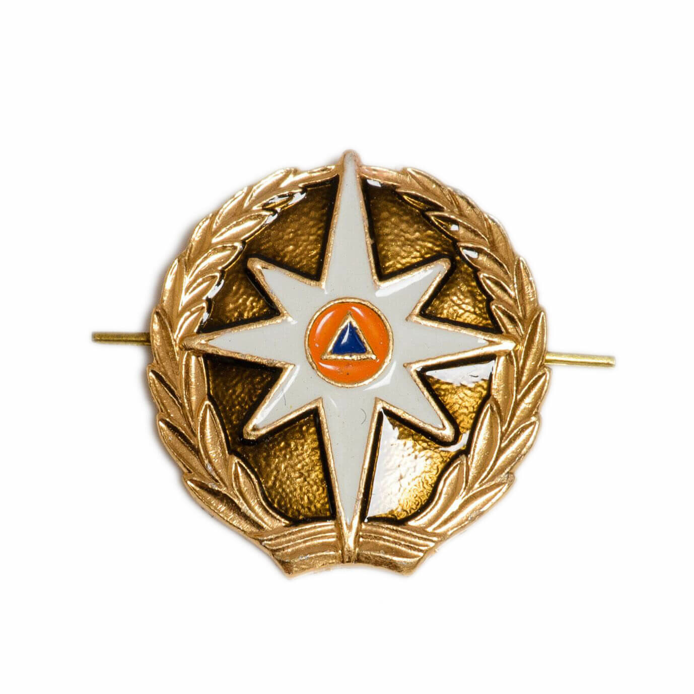 Эмблема МЧС золотая металлическая сплошная