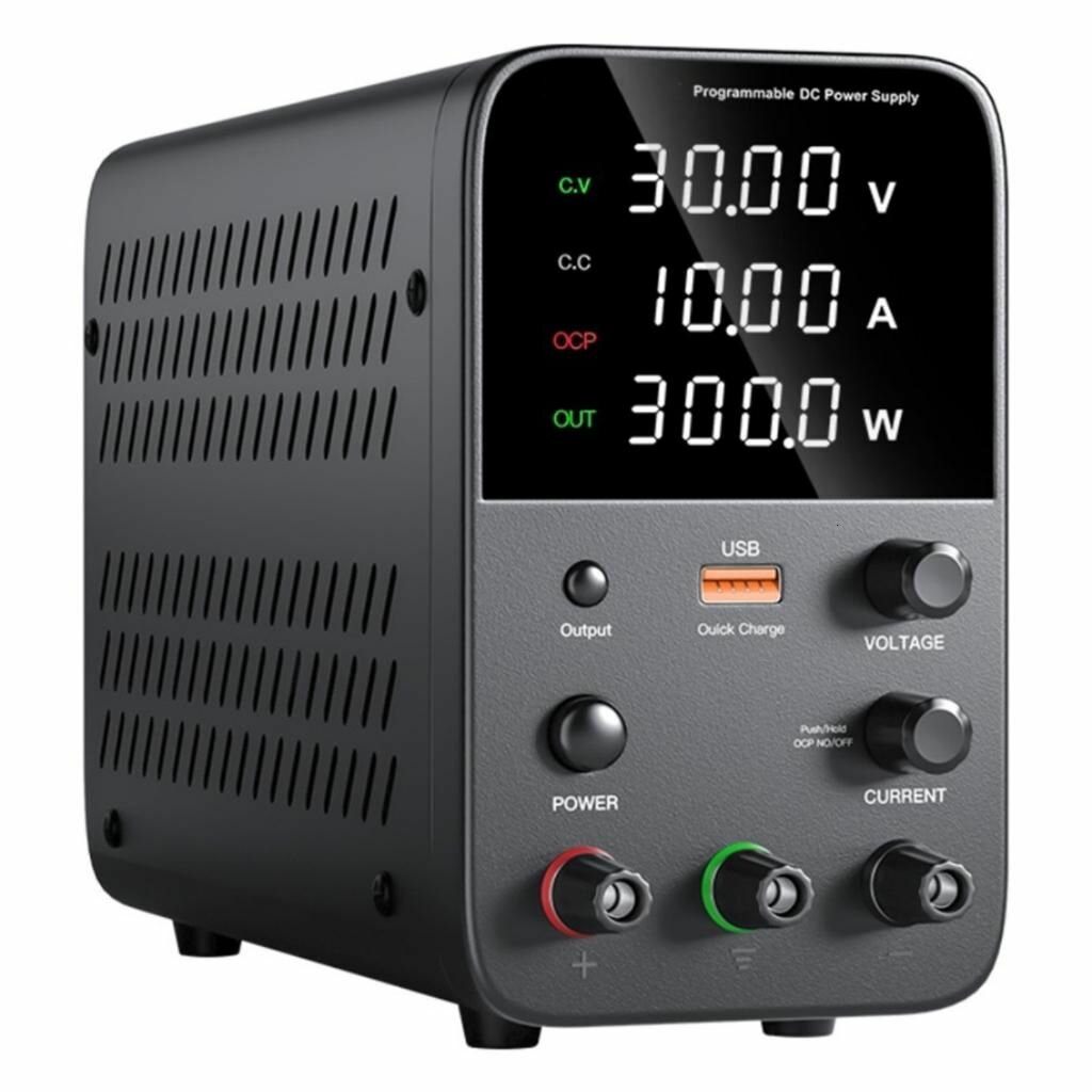 Регулируемый лабораторный блок питания 30V/60V/120V с функцией USB зарядки, Черный - 30V10A