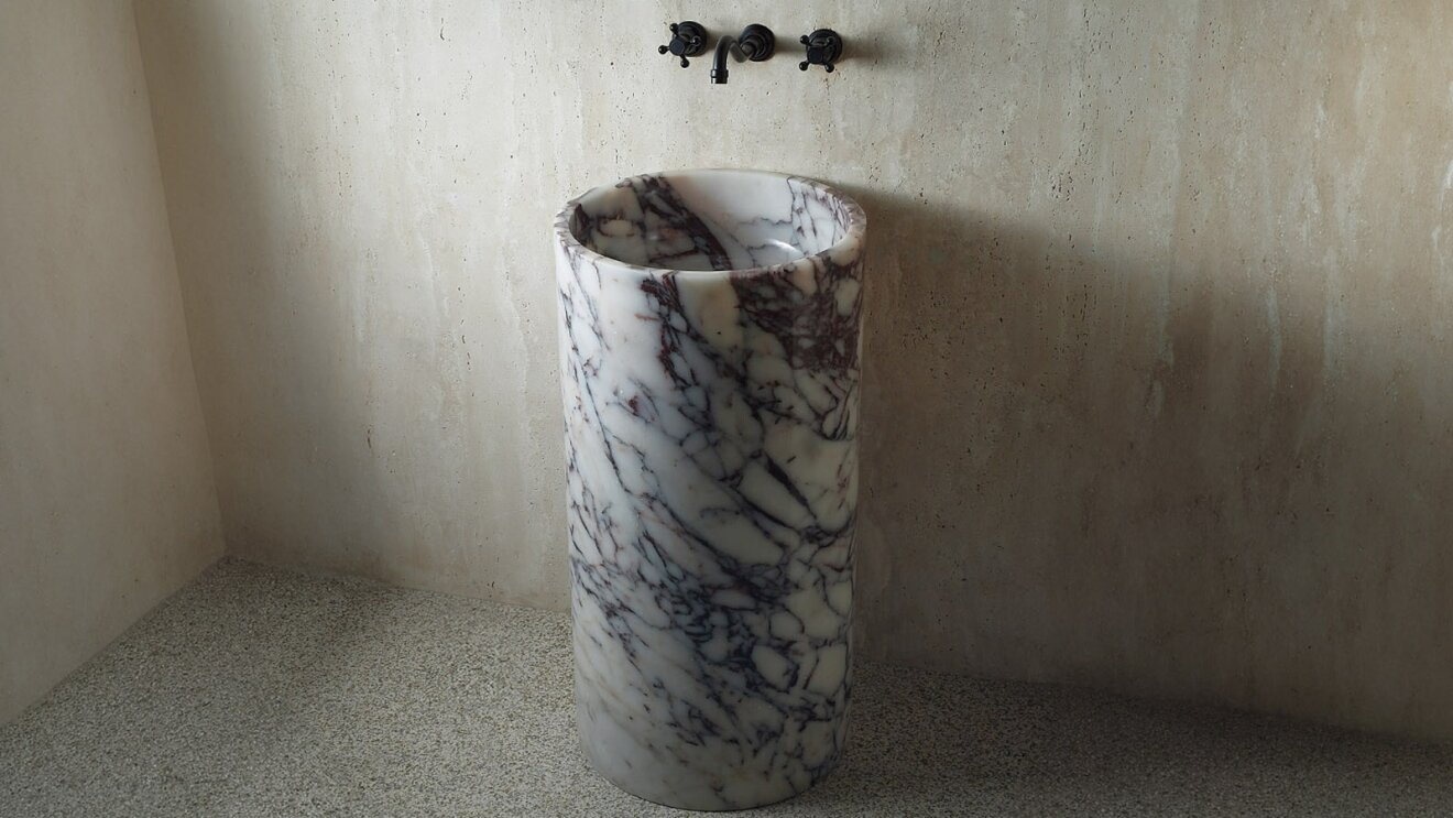 Напольная раковина напольная на ножке из белого камня мрамора Jenna 126133171