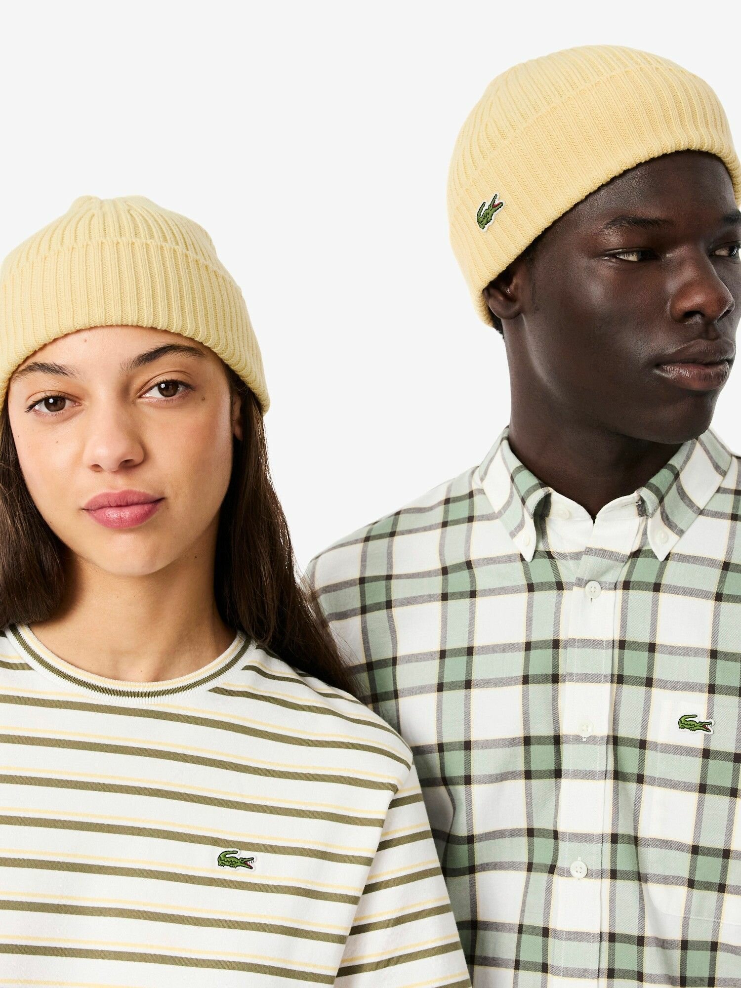 Шапка-бини LACOSTE Осень-зима 2025 для мужчин и женщин, размер TTU, желтый — фото 1