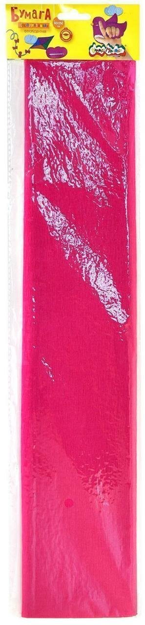 Бумага цветная крепированная флуоресцентная Каляка-Маляка 50х250 см фуксия 32 г м2 в пакете с европо