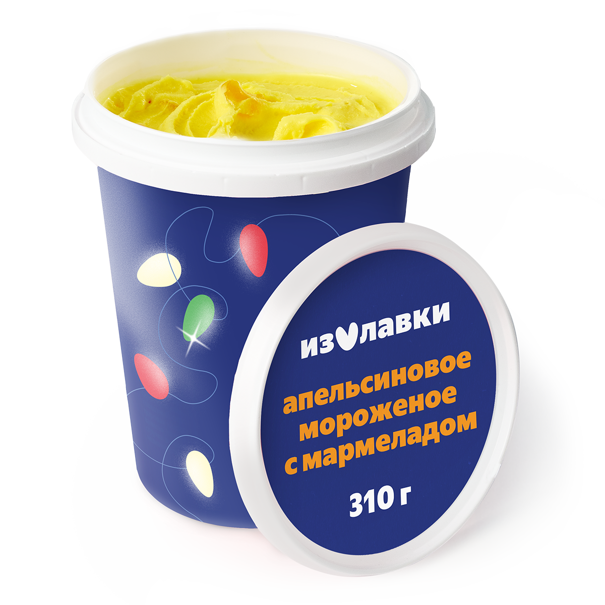 Мороженое "Из Лавки" Пломбир, апельсин, мармелад, стаканчик, 310 г