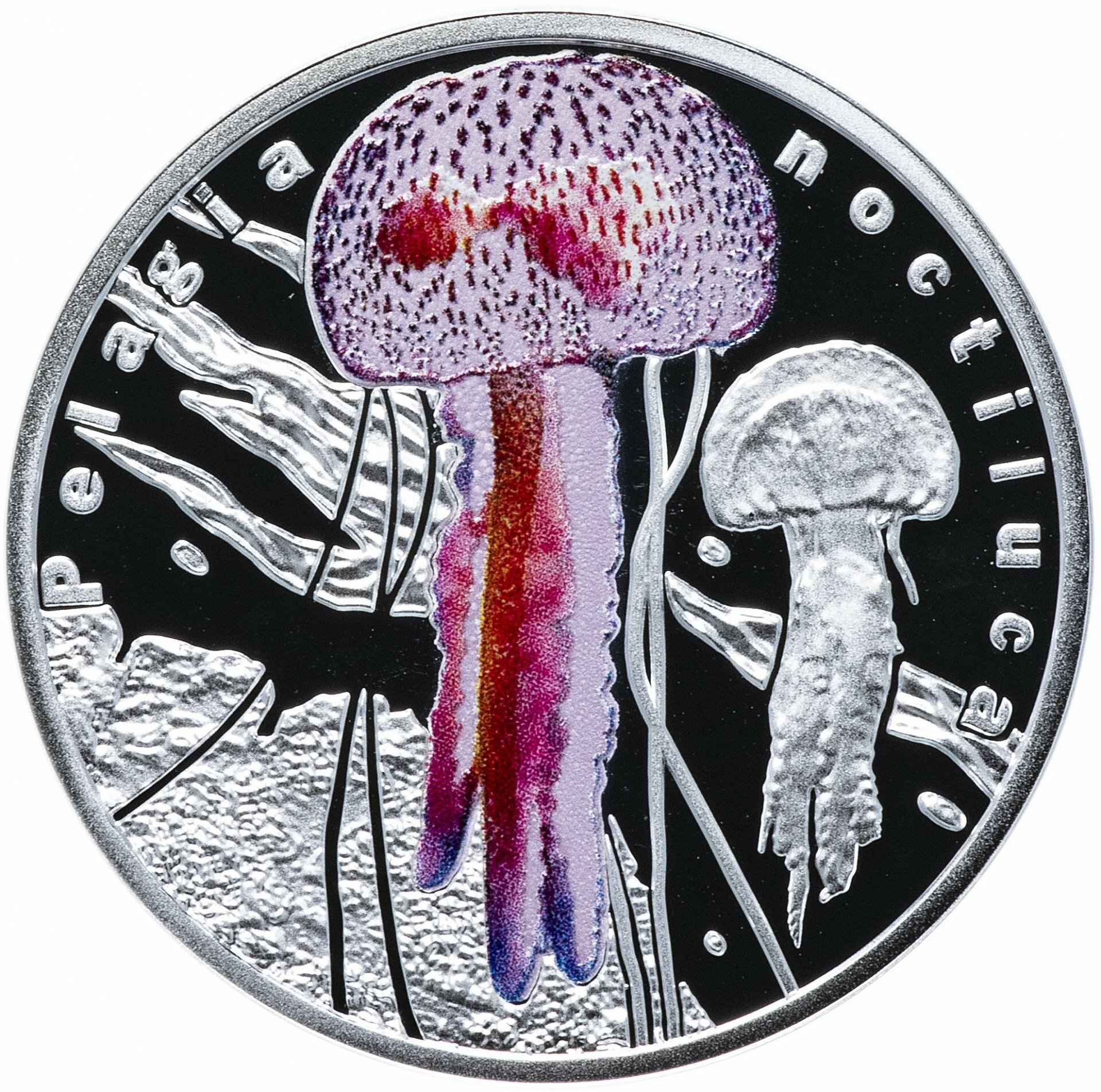 Остров Ниуэ 1 доллар 2016 "Медуза - Пелагея ночесветка", в футляре с сертификатом, Серебро 999, в сохранности Proof