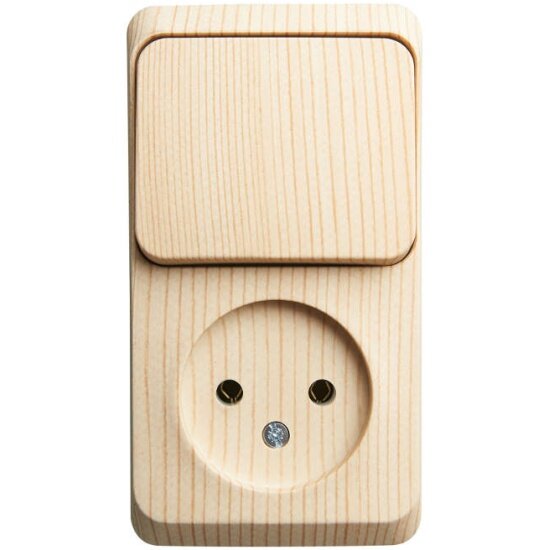 Розетка Systeme Electric (schneider Electric) SCHNEIDER ELECTRIC этюд без заземления + выключатель 1-клавиш, Сосна, Россия