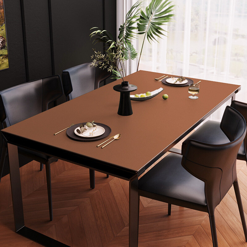 Черный кожаный коврик для стола Маслостойкая водонепроницаемая одноразовая подушка для обеденного стола Защитный коврик для верхней части журнального столика Легкая роскошная высококачественная скатерть