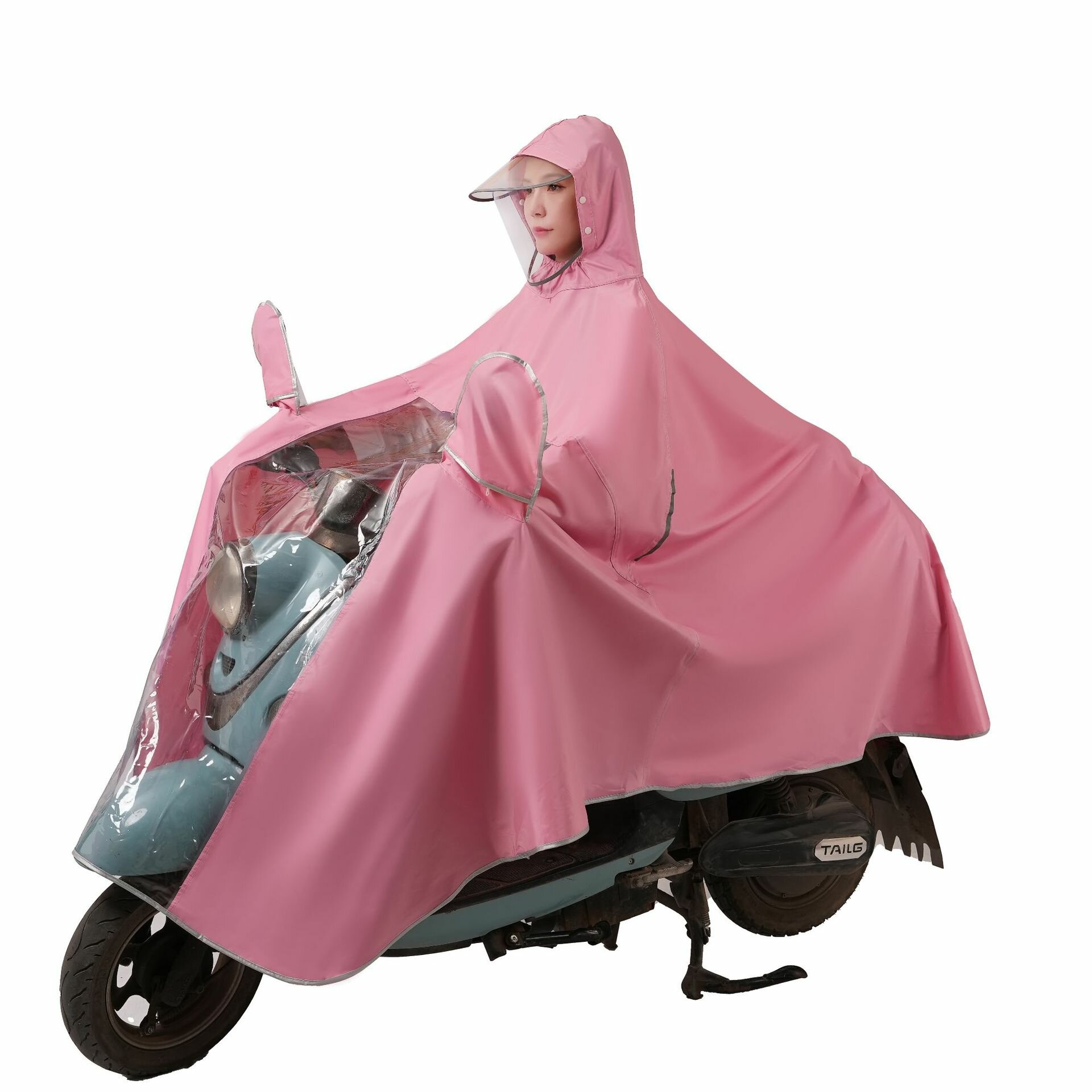 Дождевик для электросамоката, утолщенный и удлиненный, с чехлом для ног, из оксфордской ткани, с отражающим дождевиком и видимой приборной панелью для электросамоката на одного человека