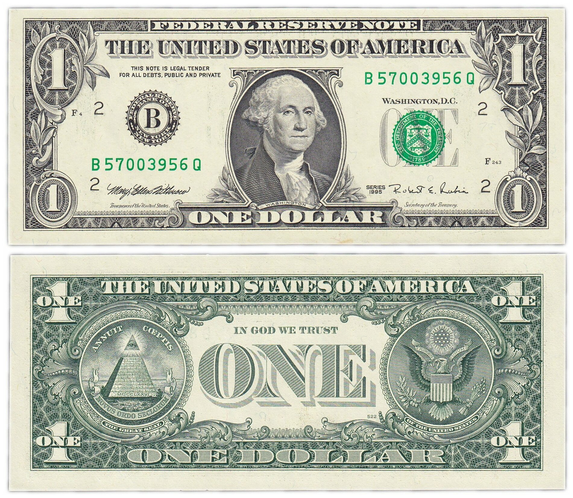 США 1 доллар 1995 Pick 496a B-Нью Йорк