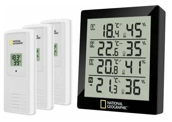 Bresser Термогигрометр National Geographic с тремя датчиками. Цвет: черный