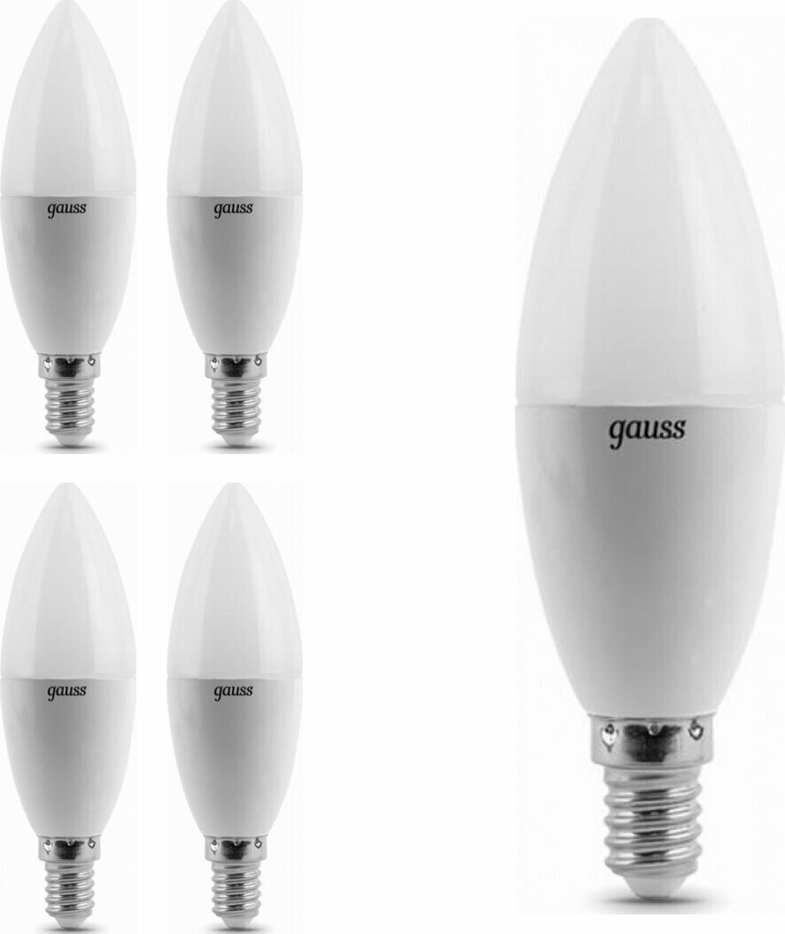 Светодиодная лампа Gauss Black 6.5W эквивалент 60W 4100K 550Лм E14 свеча (комплект из 4 шт.)
