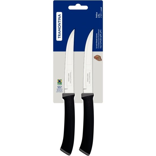 Набор ножей Tramontina Felice 2шт для мяса гладкий цв чер 12,5 см