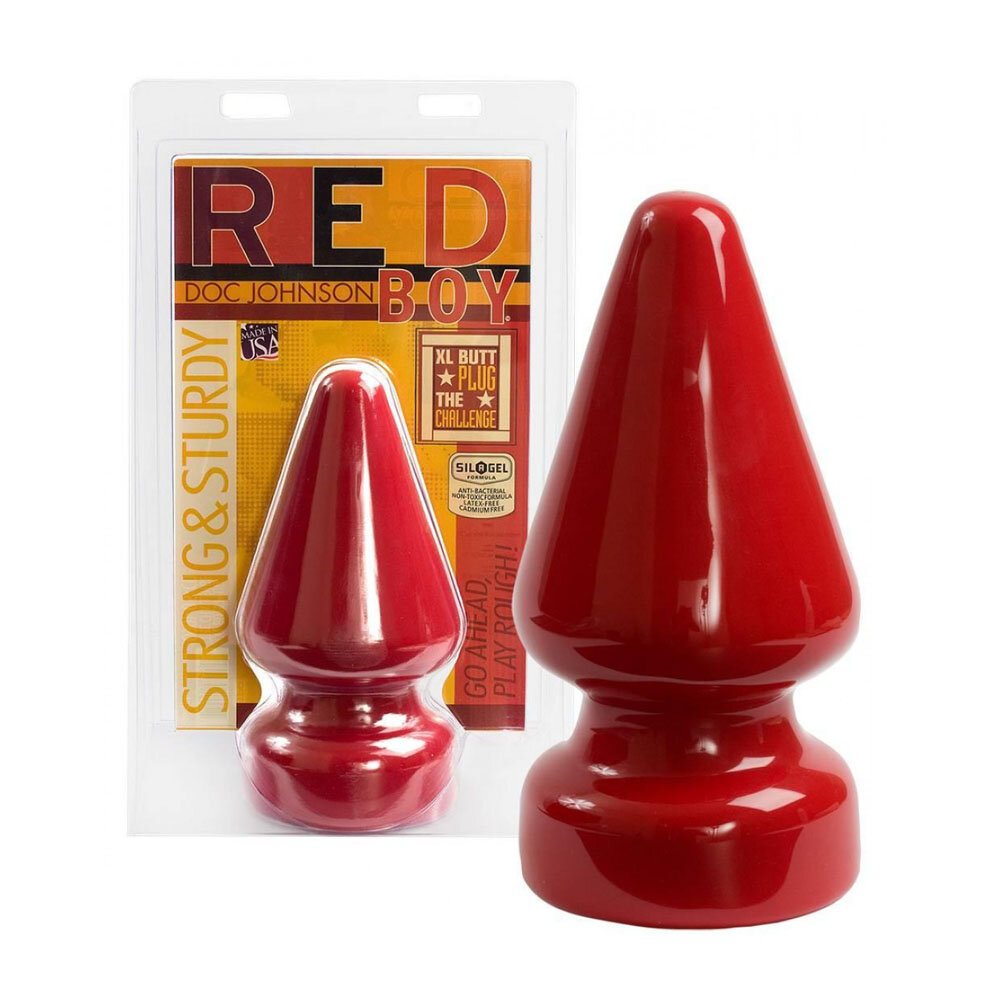 Анальная пробка Doc Johnson "Red Boy"для фистинга унисекс, красная