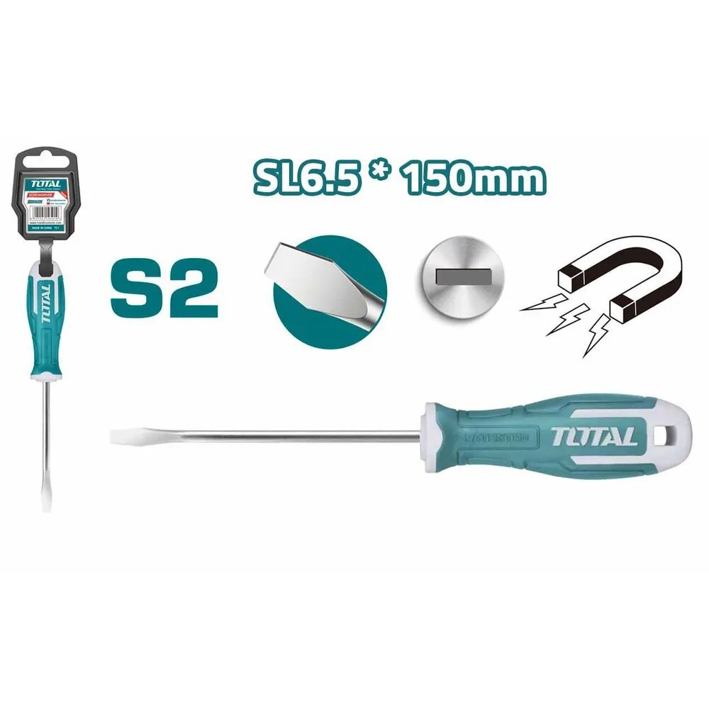 Отвертка шлицевая SL 6,5x150 мм TOTAL