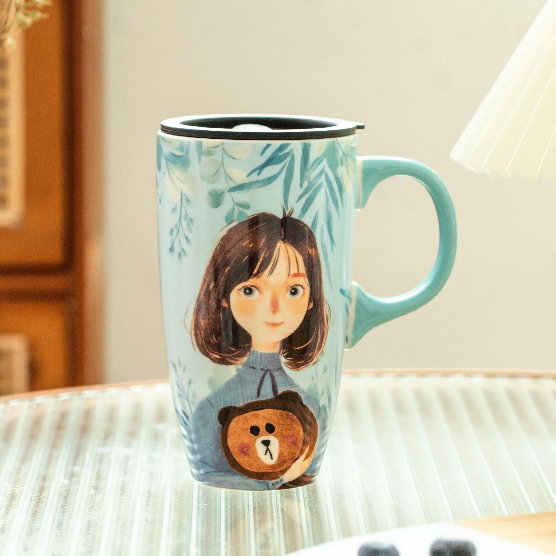 Керамическая чашка с узором вязаного свитера 501-600 мл, элегантный дизайн для домашнего кофе, нескользящее дно