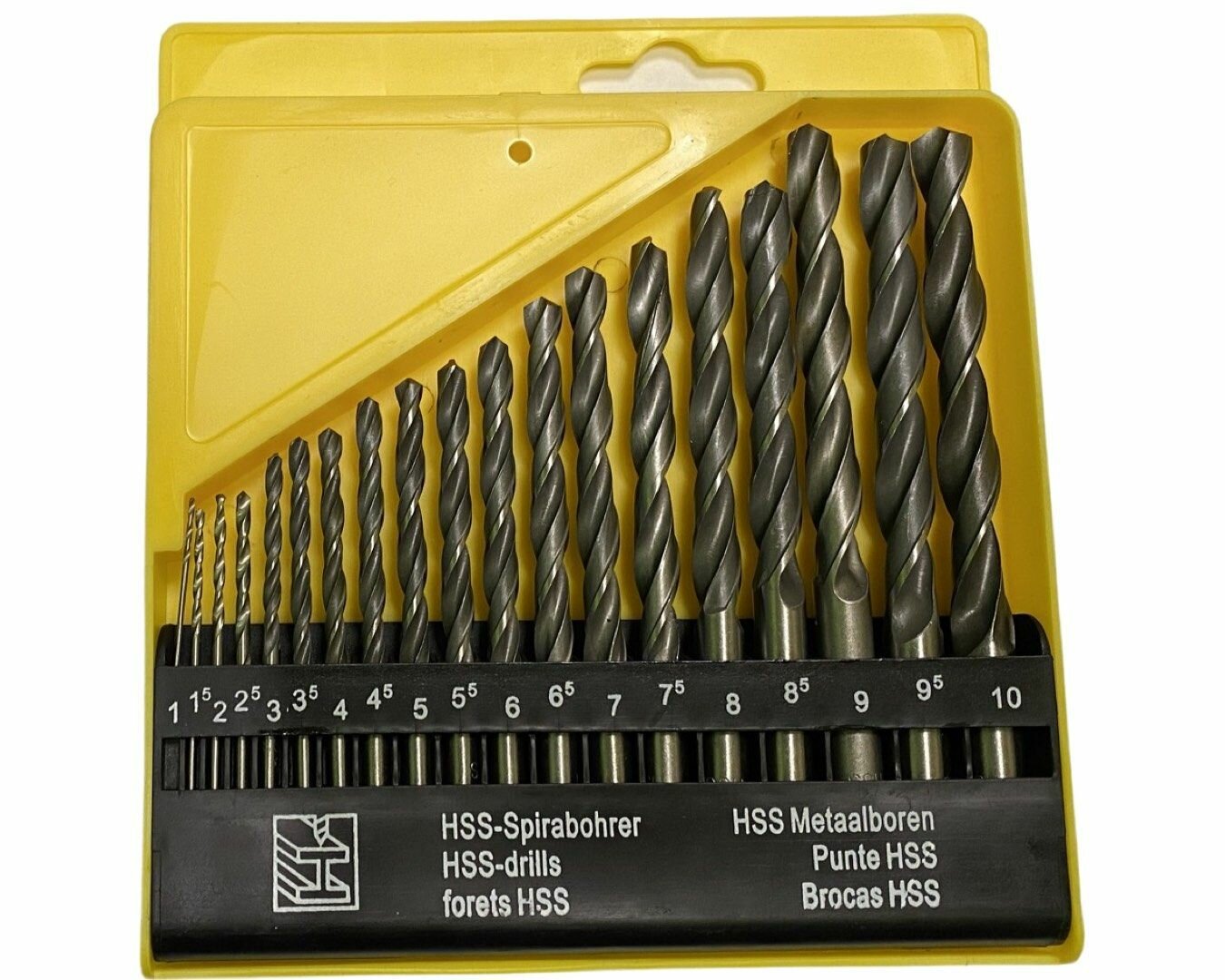 Набор сверл по металлу 1,0-10,0 мм 19 штук HSS