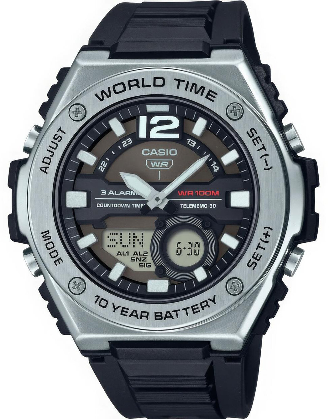 Наручные часы CASIO Collection, коричневый/серебряный/черный — фото 1