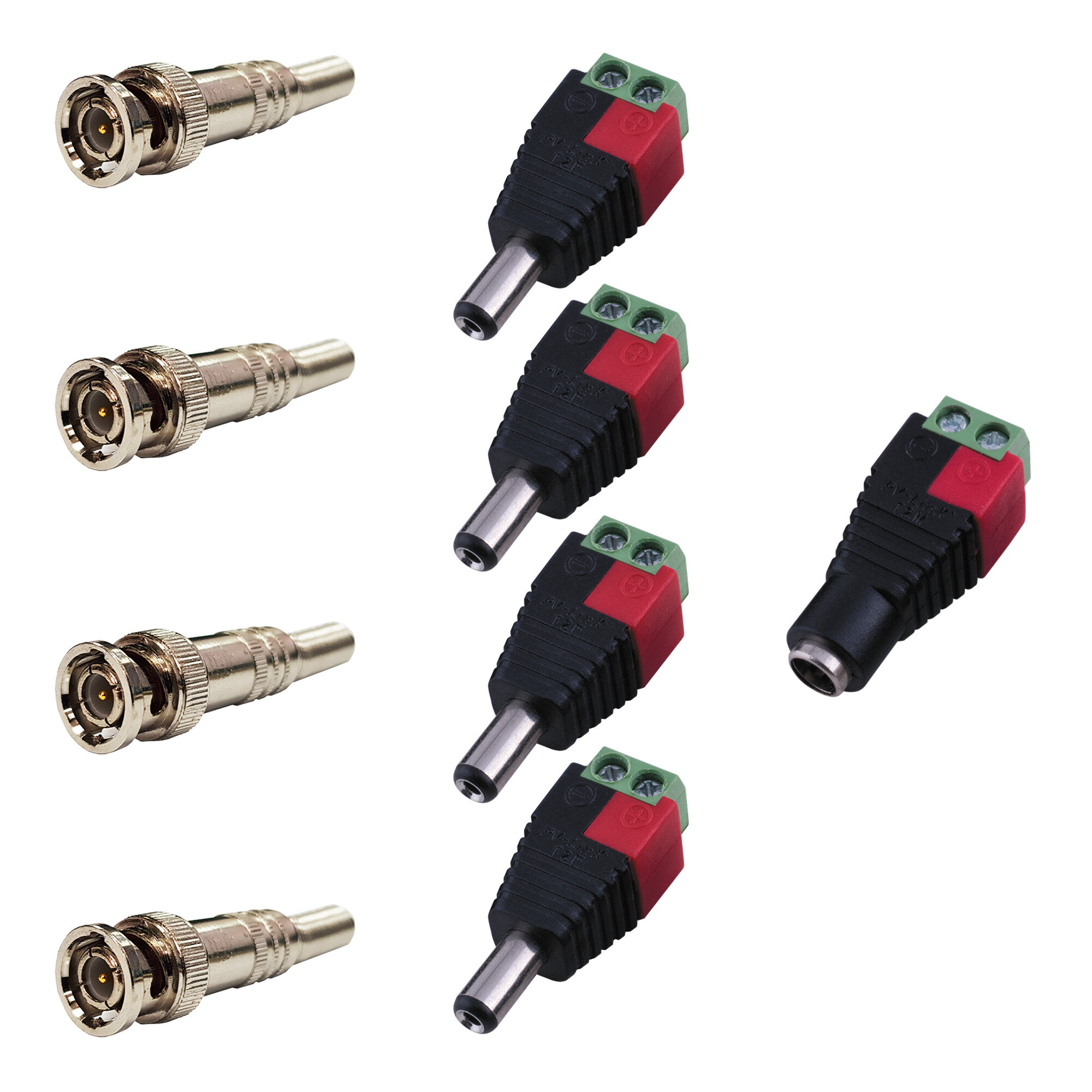 Комплект коннекторов для аналоговой системы видеонаблюдения, на 4 камеры, для коаксиального кабеля