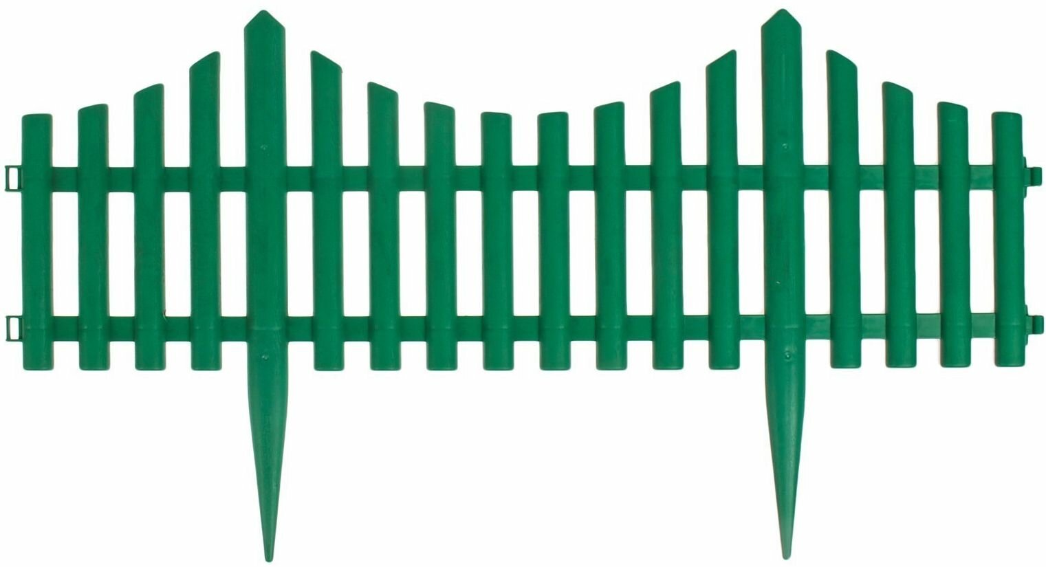 Ограждение декоративное сборное Greengo для клумб и грядок из пластика, заборчик-бордюр садовый для дачи и сада, 30 х 300 см, 5 секций, цвет зеленый