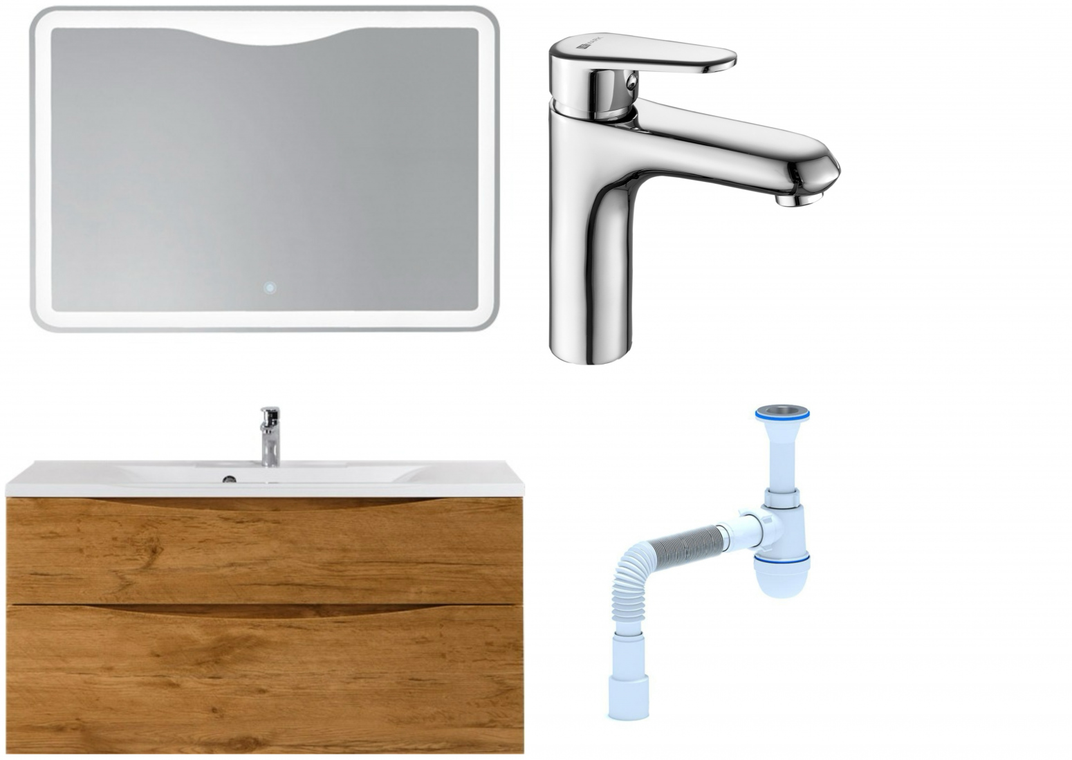 Комплект: Мебель для ванной BelBagno Marino H120 rovere nature + Смеситель Lemark Point LM0306C для раковины однорычажный, хром + Сифон АниПласт 369033 + SNPLM0306C + C2015xrv