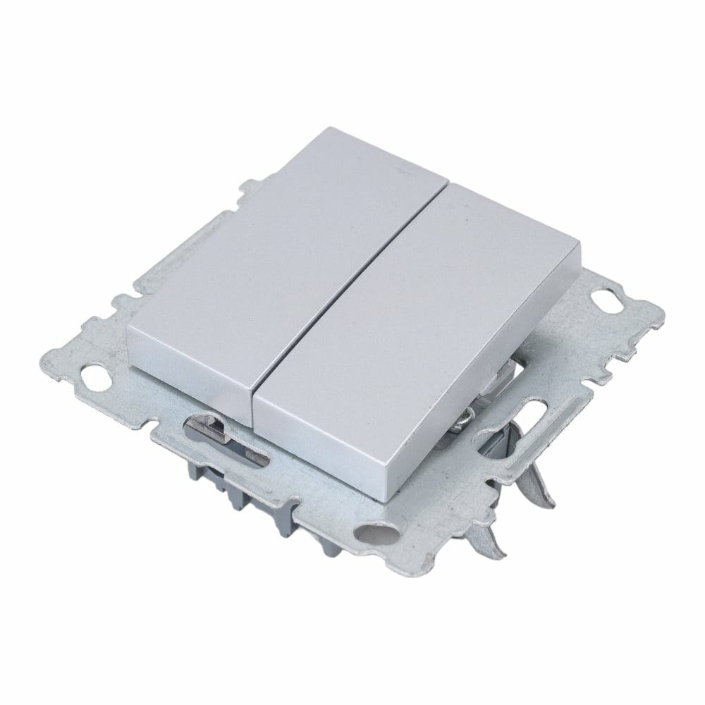 Выключатель Серебристыйдвухклавишный без рамки Metronex Electric FVK010125SRM