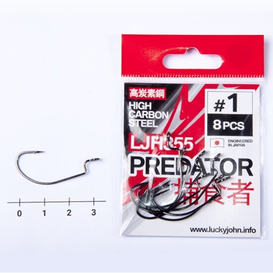 Крючки офсетные Lucky John LJ PREDATOR LJH355 размер 001 8шт.