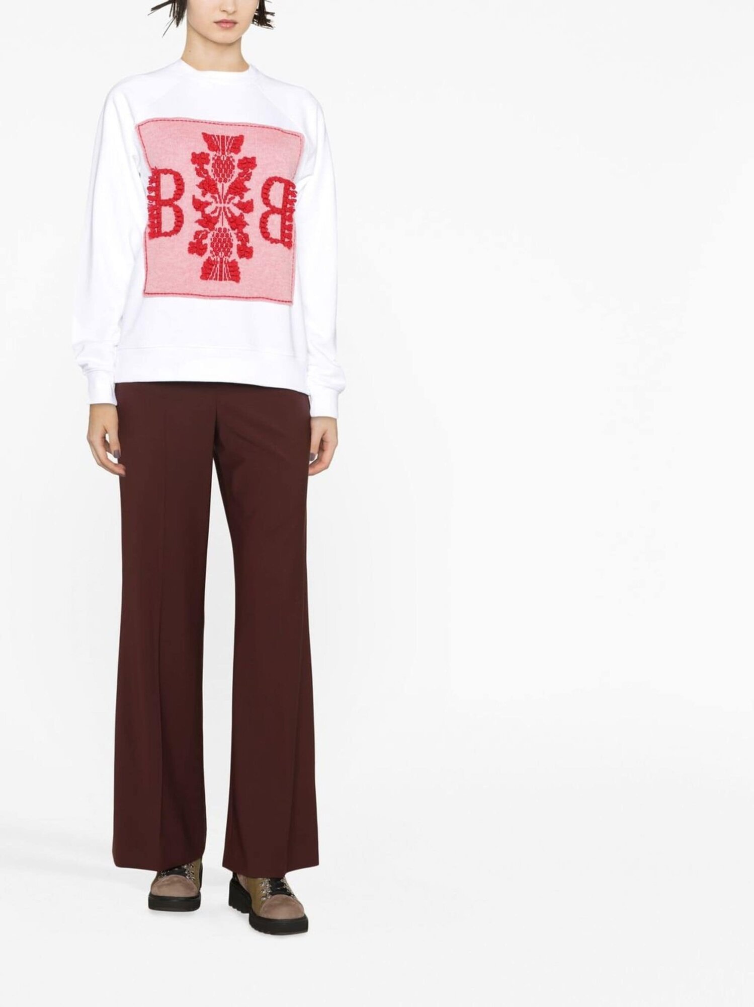 Толстовка Barrie Embroidered panelled sweatshirt, размер 46, , бежевый/белый — фото 1