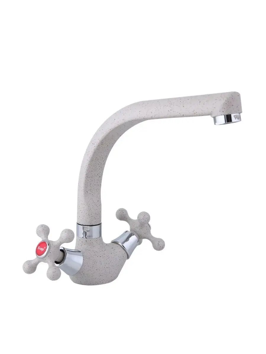 Смеситель Frap F5408-10, для кухни, поворотный излив, двухвентильный, светло-бежевый