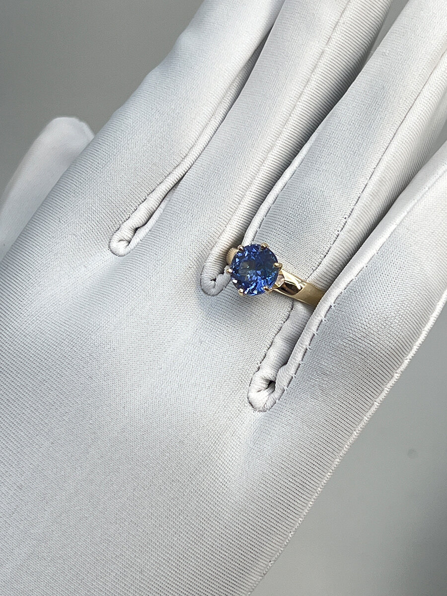 Кольцо, желтое золото, 375 проба, танзанит