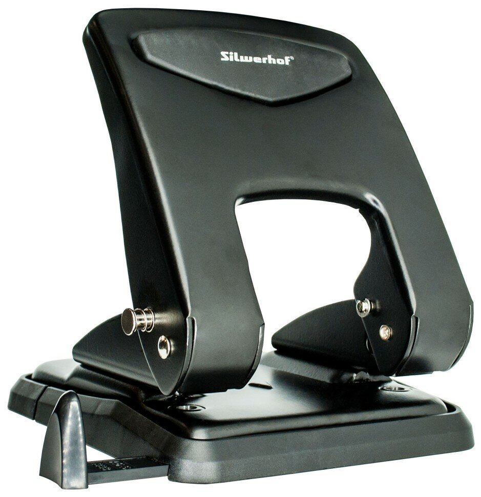 Дырокол Silwerhof Vis макс:55лист. металл черный отв:2 с линейкой