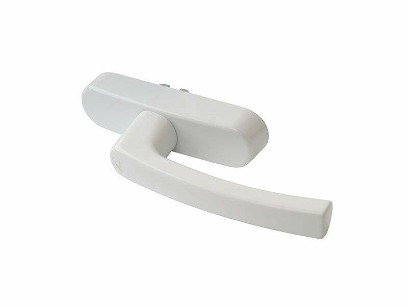 Ручка для алюминиевых окон, с логотипом, белая, RAL9016 R07.2
