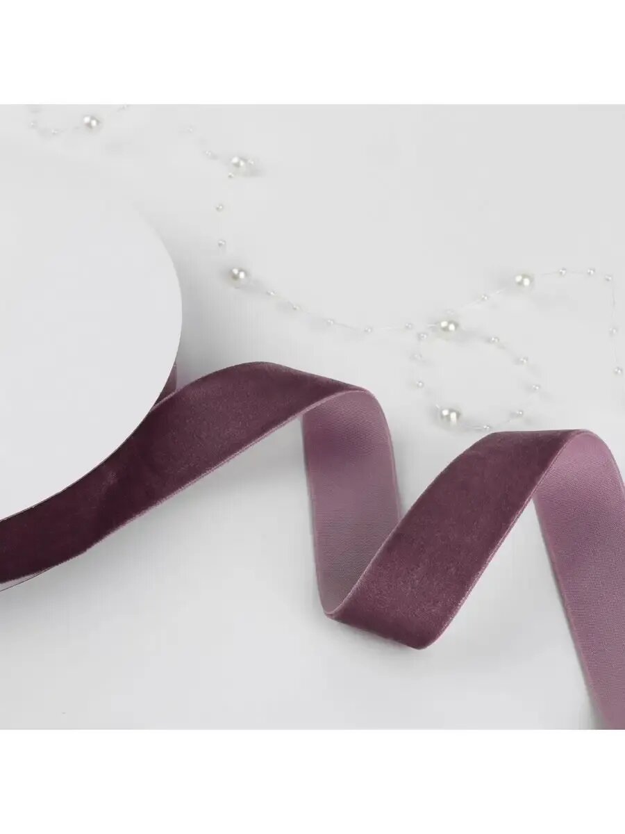 Лента бархатная цвет ежевичный