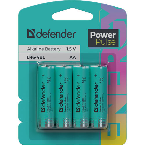 Батарейка AA щелочная Defender PowerPulse LR6-4 BL блистер