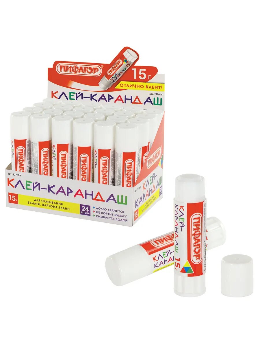 Клей-карандаш пифагор 15 г, 227609