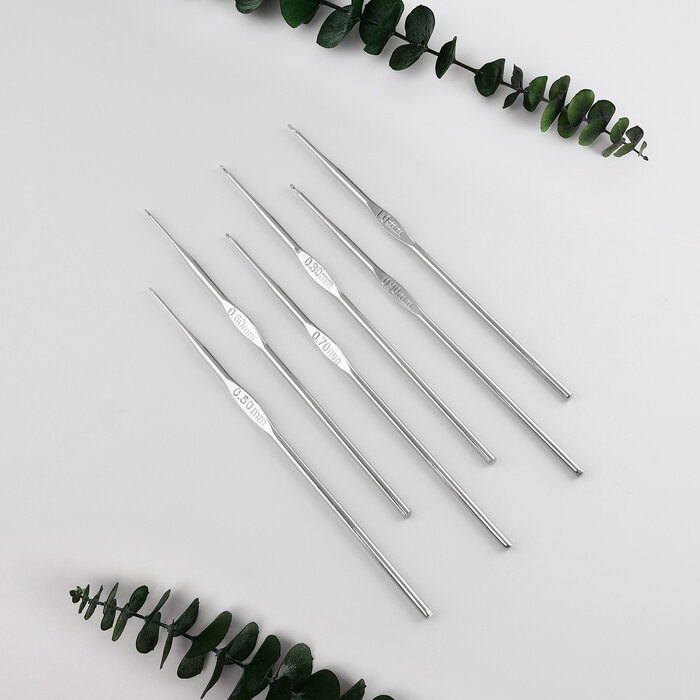 Набор крючков для вязания , d - 0 ,5-1 мм , 12 см , 6 шт