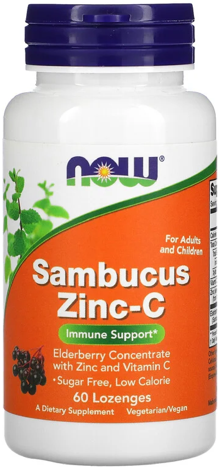 NOW Foods, Sambucus Zinc-C, цинк с витамином С и бузиной, 60 пастилок
