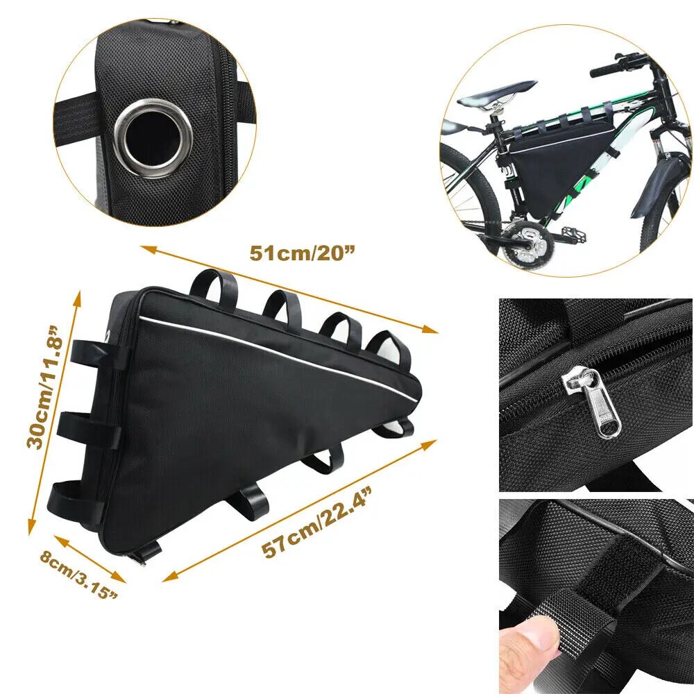 Треугольная аккумуляторная сумка для электровелосипеда Let's Pet 30x51x57x8cm