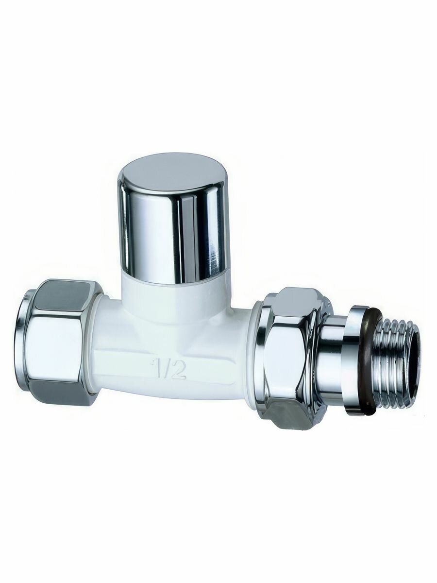 Вентиль запорный прямой LadyFAR М24х19, 1/2" EPDM, серебро/белая эмаль FL 0215 12P