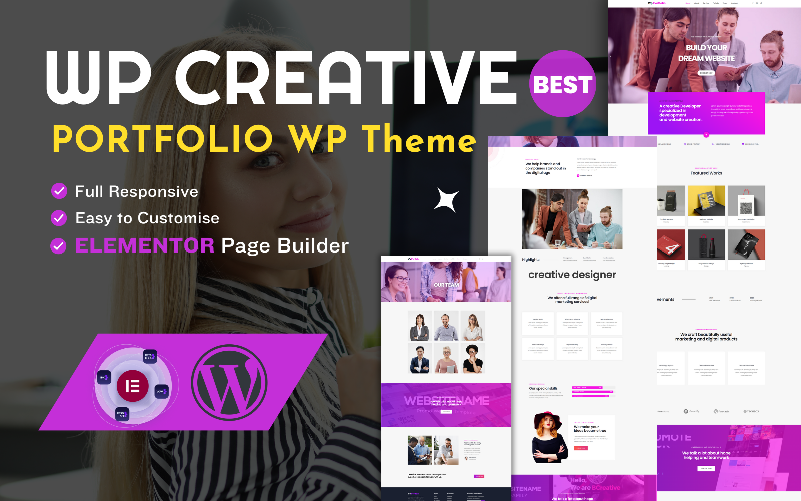 Подарочный сертификат на Шаблон для сайта Вордпресс с демоконтентом WpCreative Pro Portfolio Responsive WordPress Theme