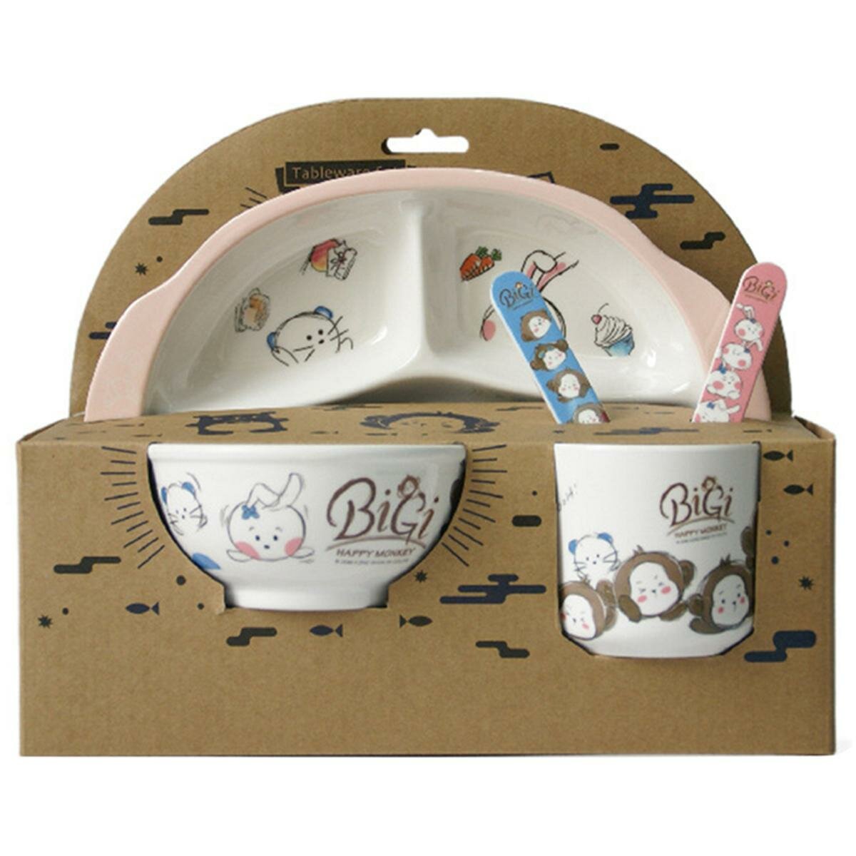 Посуда Детское питание Детская посуда Детская посуда Детская кухня Миска для кормления младенцев Тарелка Ложка 5 шт./наб