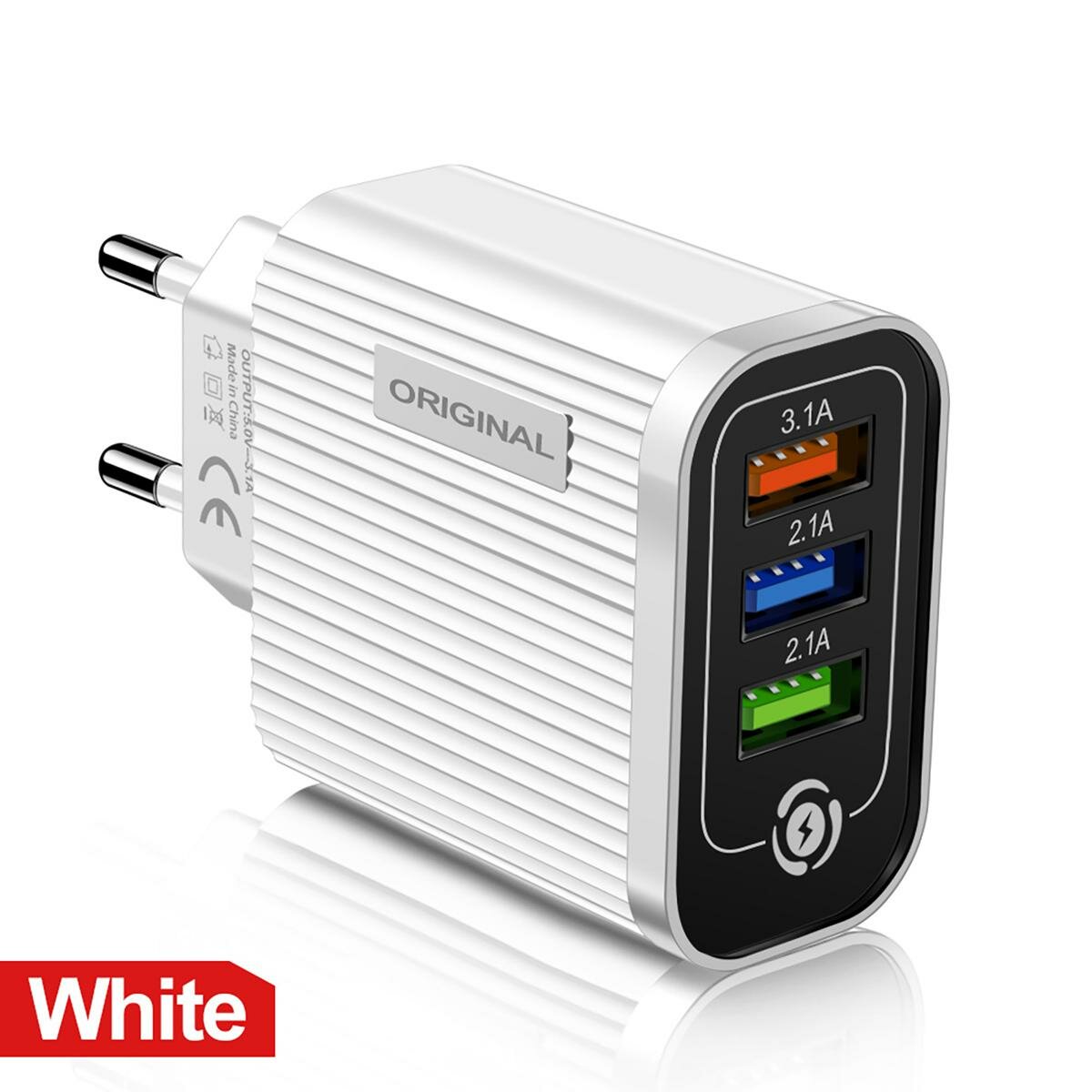 Gu 3-портовое зарядное устройство для мобильного телефона USB со светодиодной подсветкой 5 В/3 А портативный USB-адаптер для быстрой зарядки с вилкой США/ЕС